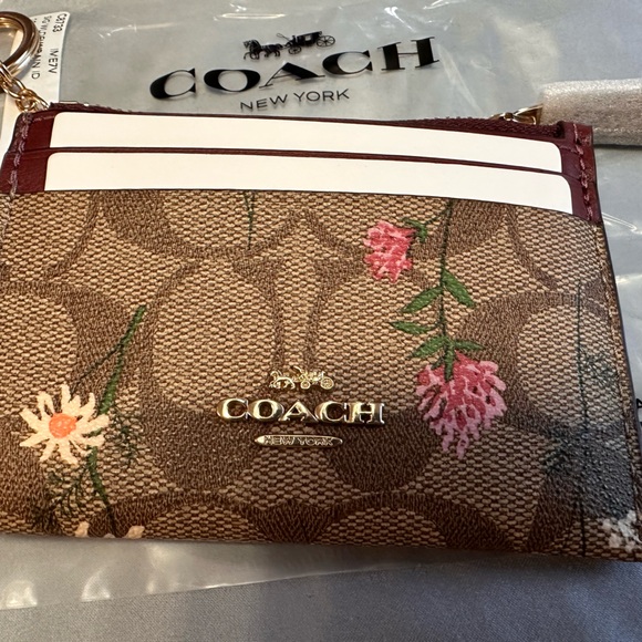 Coach | Bags | Nwt Sig Wildflower Coach Tan And Pink Floral Id | Poshmark